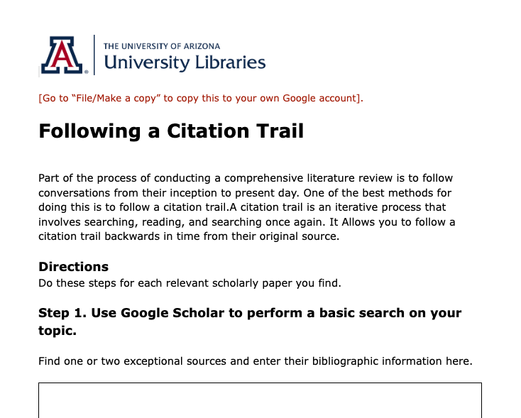 Following a citation trail – UA Teaching Tools Hub