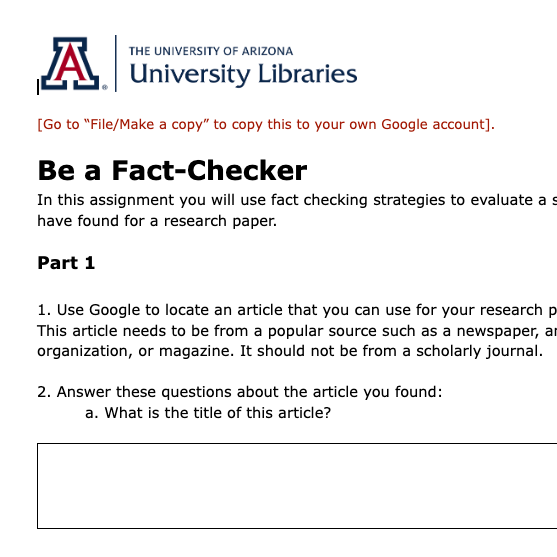 Be a fact-checker – UA Teaching Tools Hub