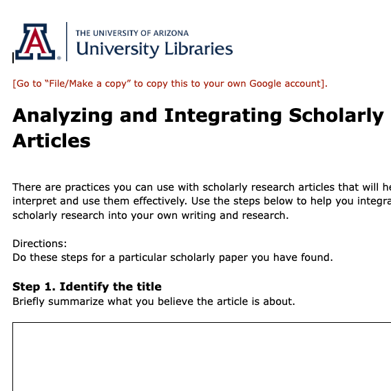 Analyzing and integrating scholarly articles – UA Teaching Tools Hub